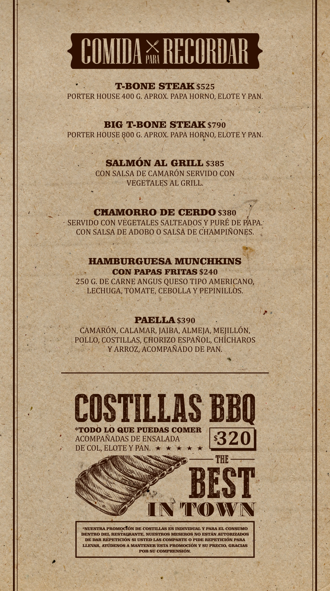 Menú Munchkins Restaurant & Sport Bar